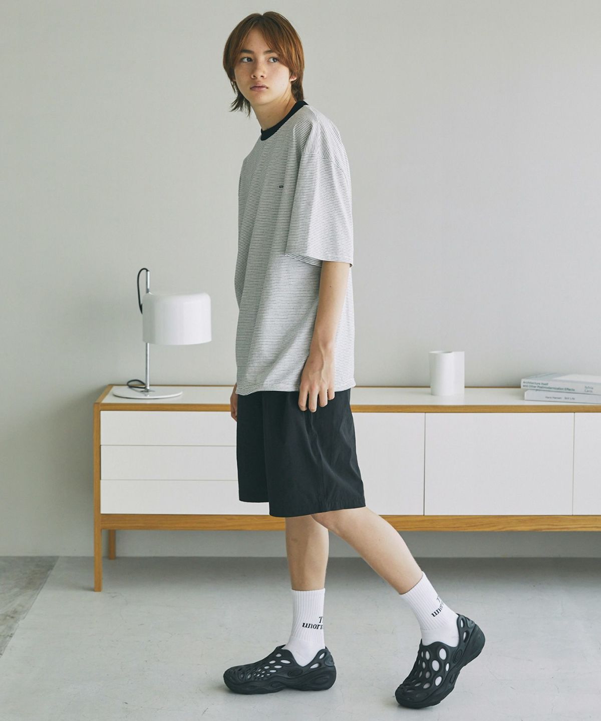 胸刺繍ロゴ半袖Tシャツ無地/ボーダー裾ドローコード | 【公式 胸刺繍ロゴ半袖Tシャツ無地/ボーダー裾ドローコード | 【公式