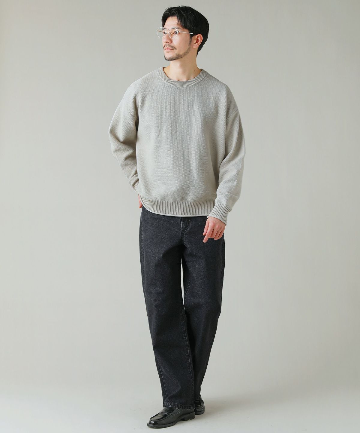 スプートニクス（SPUTNICKS）/リラックスフィット鹿の子編みクルーネックニット リラックスフィット鹿の子編みクルーネックニット | 【公式】SPU スプ